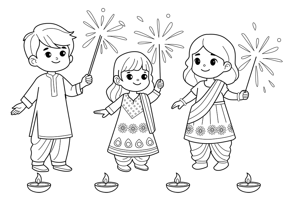 Printable Diwali Coloring Page