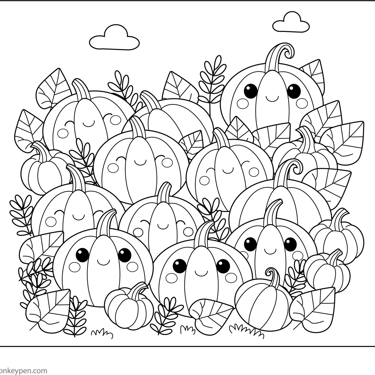 five little pumpkins coloring page printable