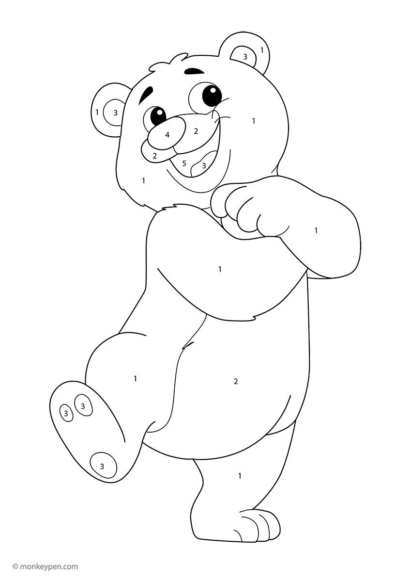 Dancing Bear – Color by Number Printables for Kids