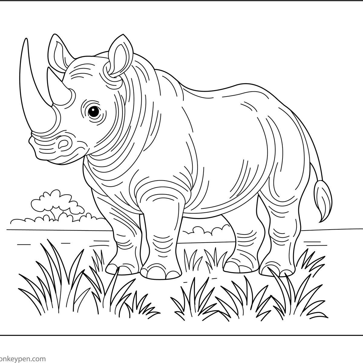 rhino coloring page free printable