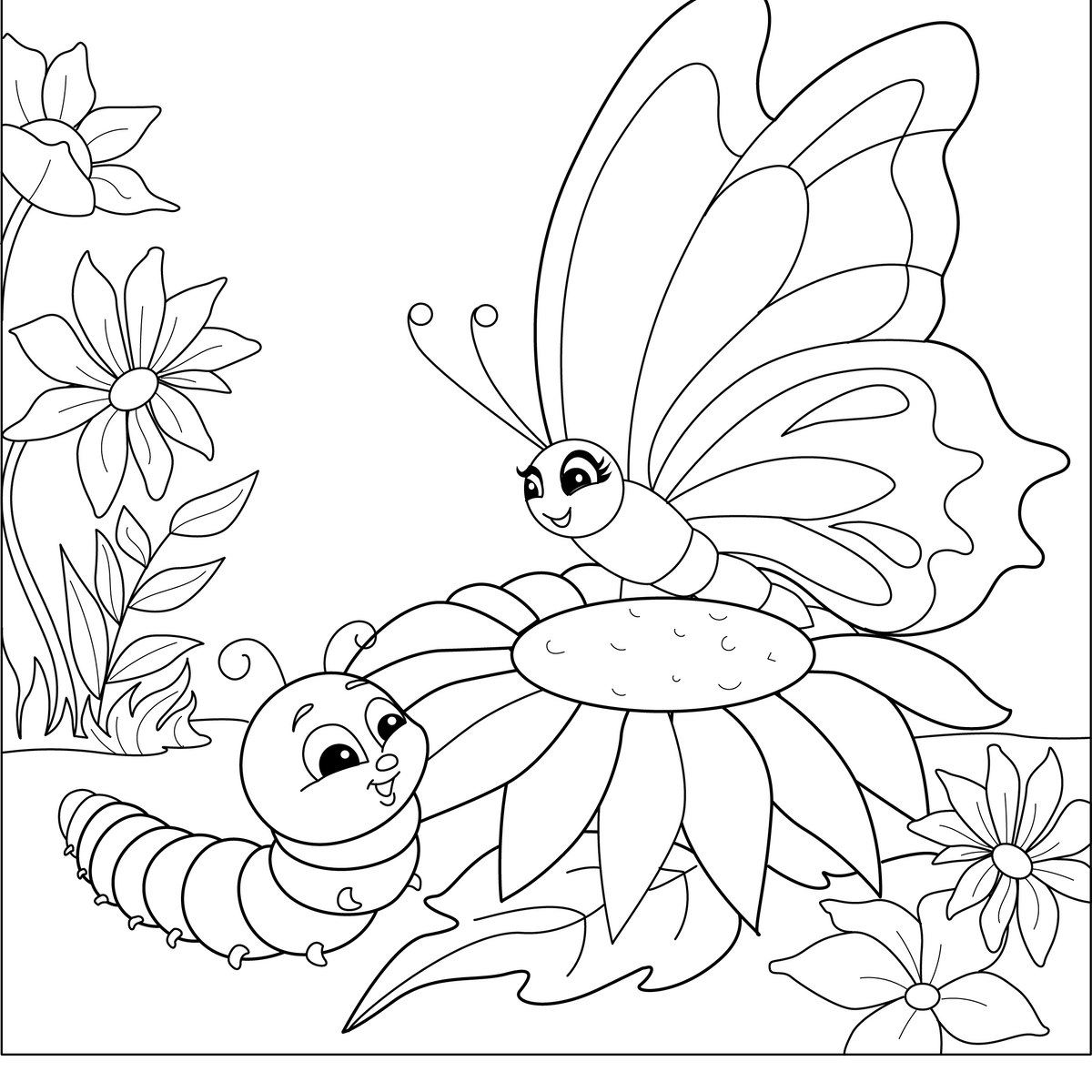 butterfly and caterpillar coloring pages printable