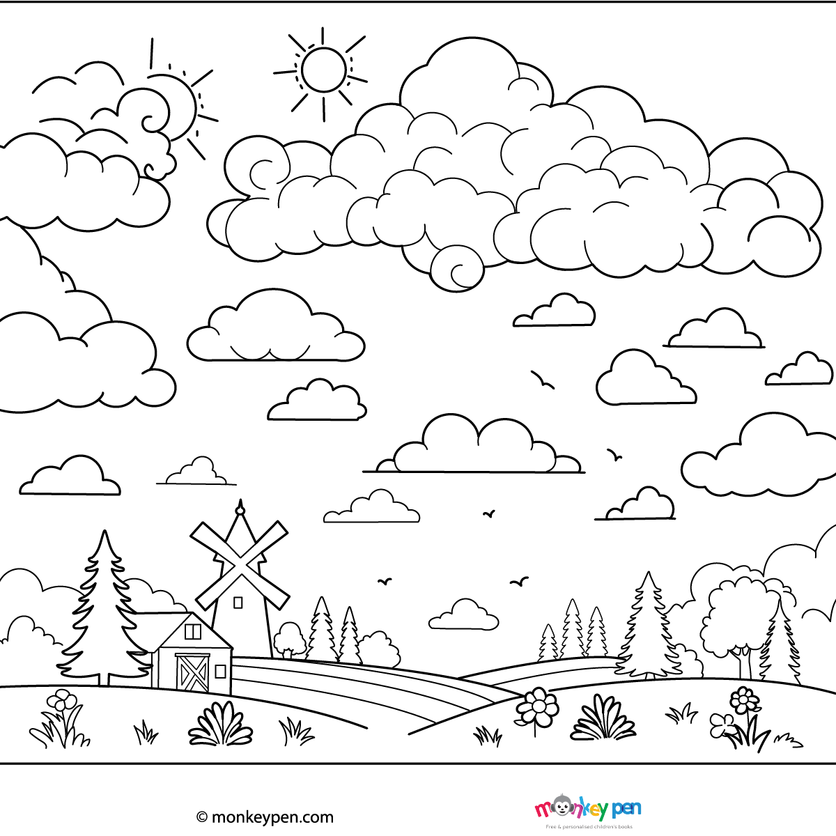 cloudy coloring page
