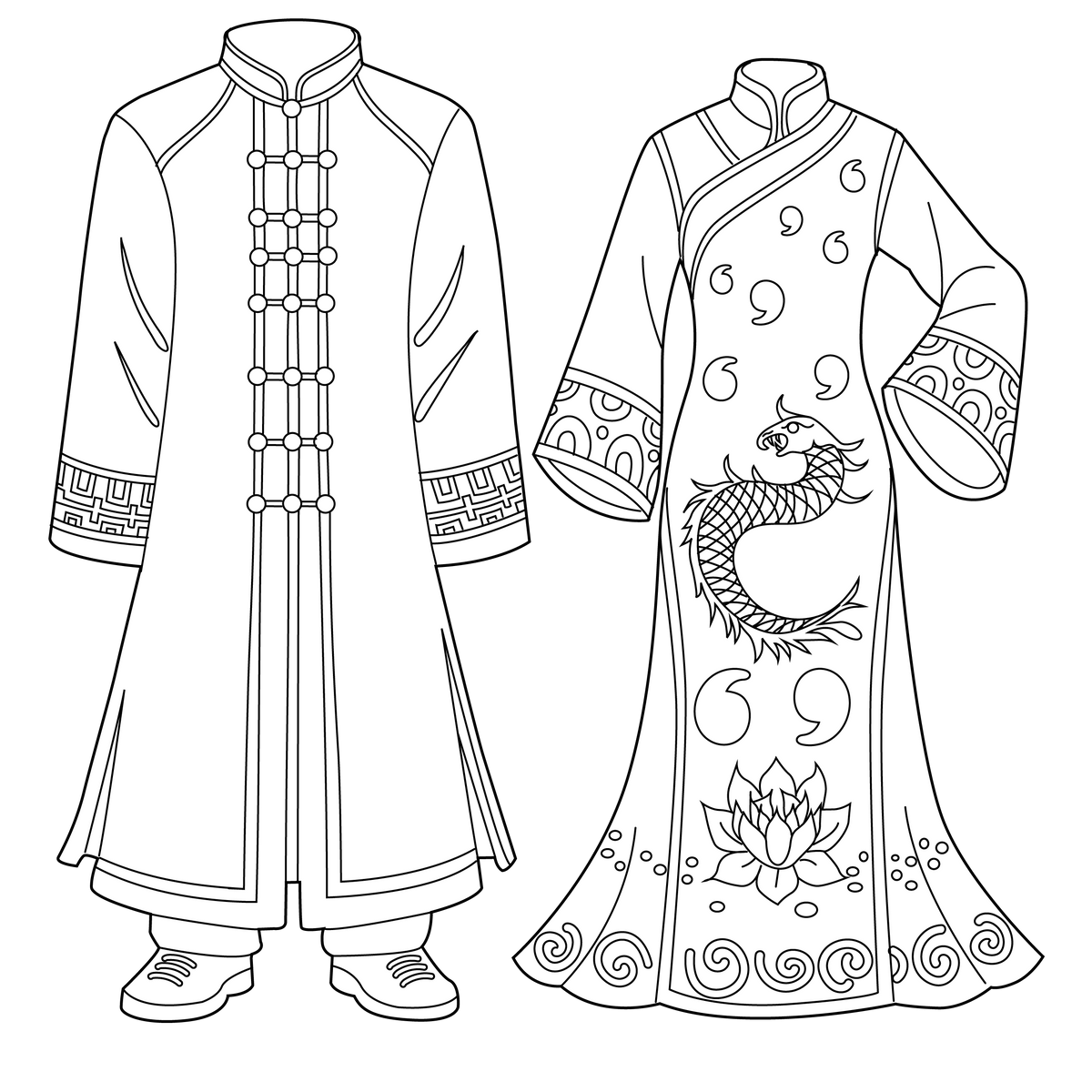 Chinese Traditional Clothing Coloring Image