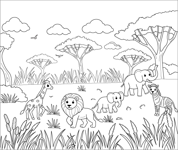 Savannah And Grasslands Coloring Page