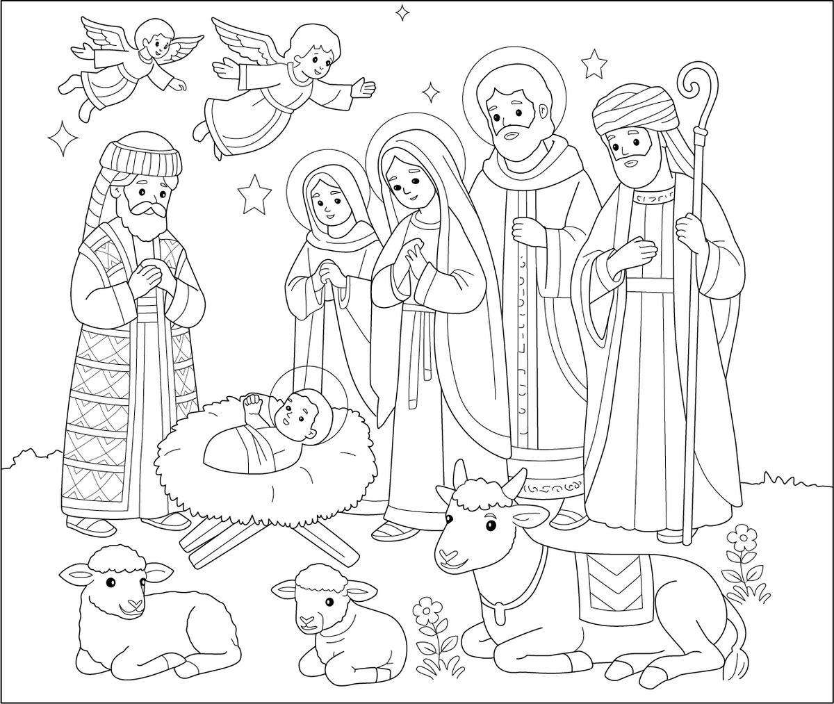coloring pages christmas scene