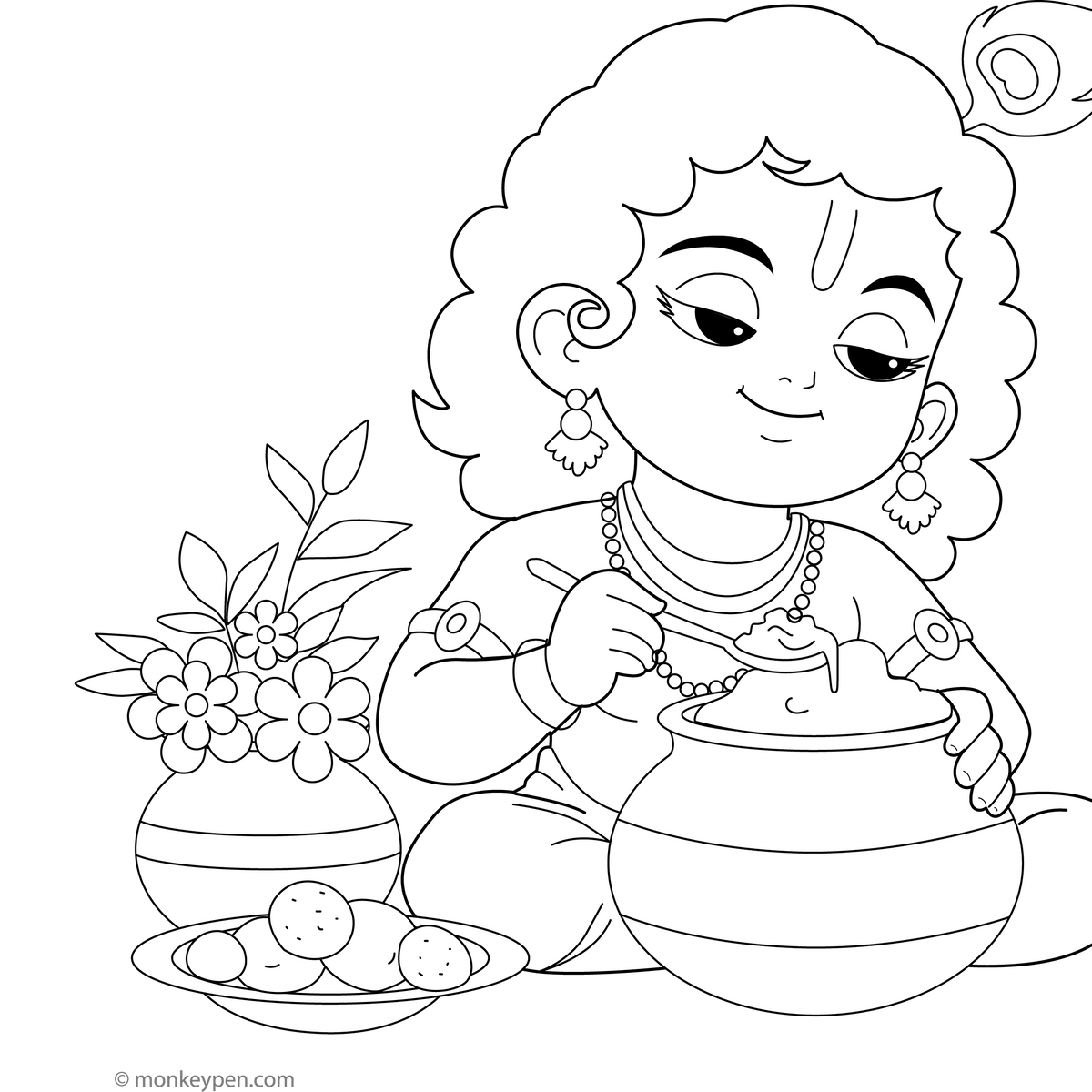 printable baby krishna coloring pages