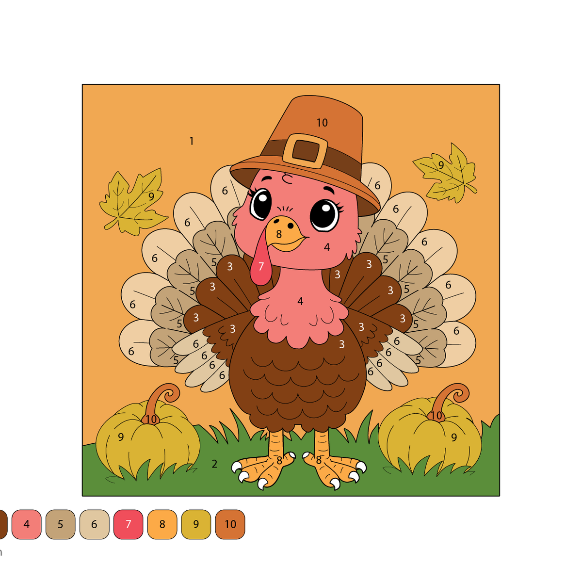 Turkey Color by Number – Festive Holiday Activity Printable