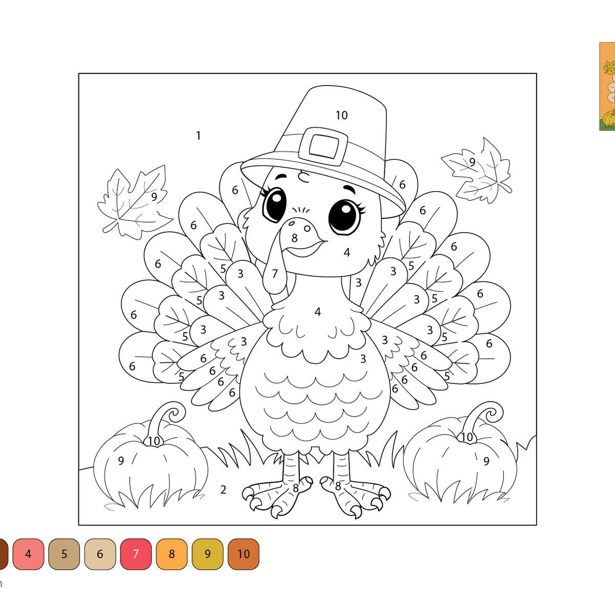 Turkey Color by Number – Festive Holiday Activity Printable