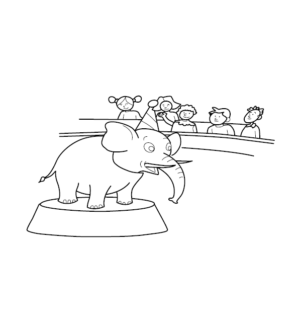 Circus Elephant Free Printable Coloring Page PDF for Kids
