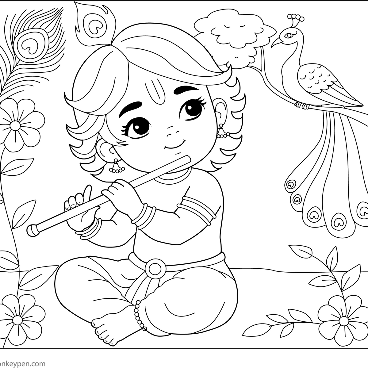 krishna coloring pages printable