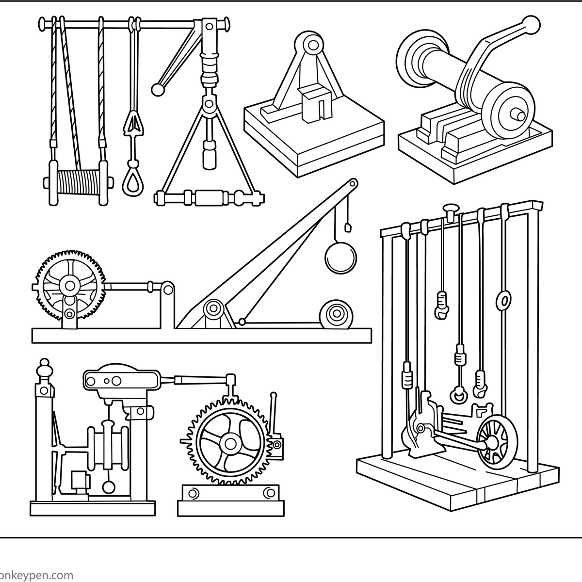 simple machines coloring page. answer key.html.html