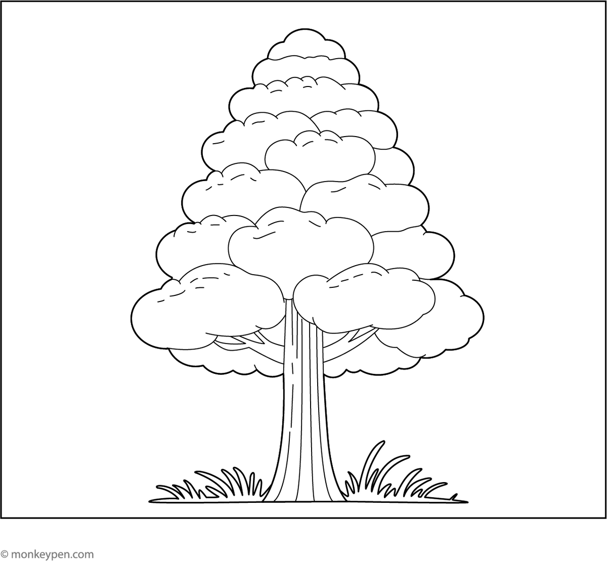 easy tree coloring pages for kids