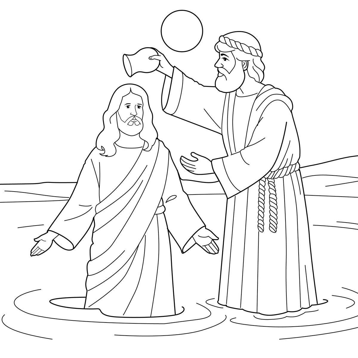 jesus baptism pictures to colour in