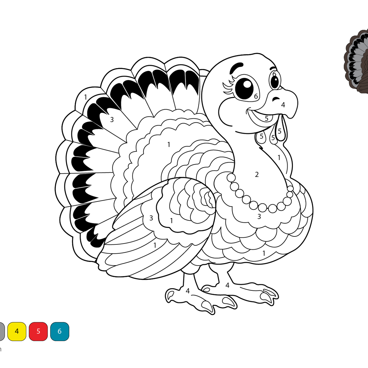 Turkey Color by Number – Thanksgiving Fun for Preschoolers