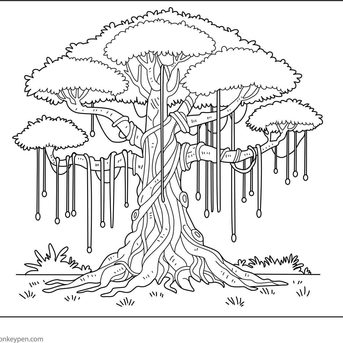 tree with roots coloring pages