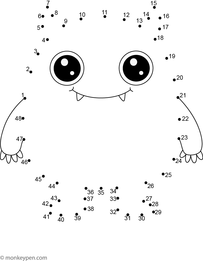 Monster | Funny Free Dot-to-Dot Colouring Page for Kids
