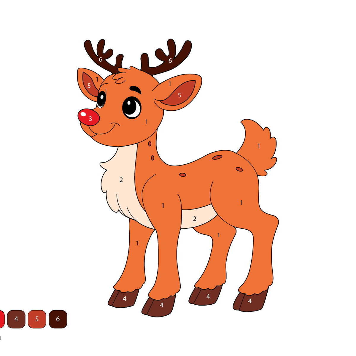 Reindeer Color by Number – Holiday Season Kids Activity Download