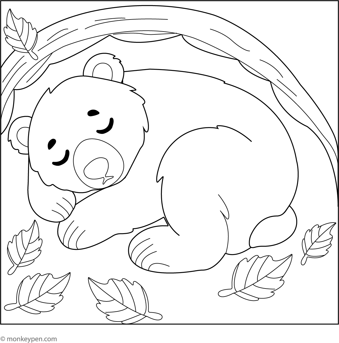 Hibernating Bear Coloring Page