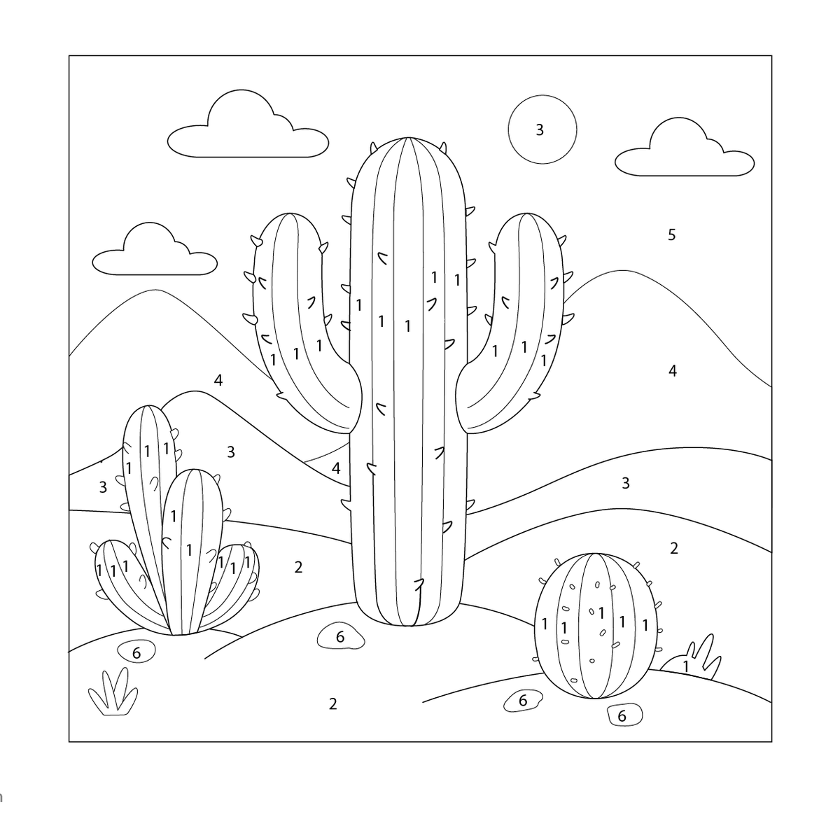 Color by Number – Cactus Plant Printable for Kids