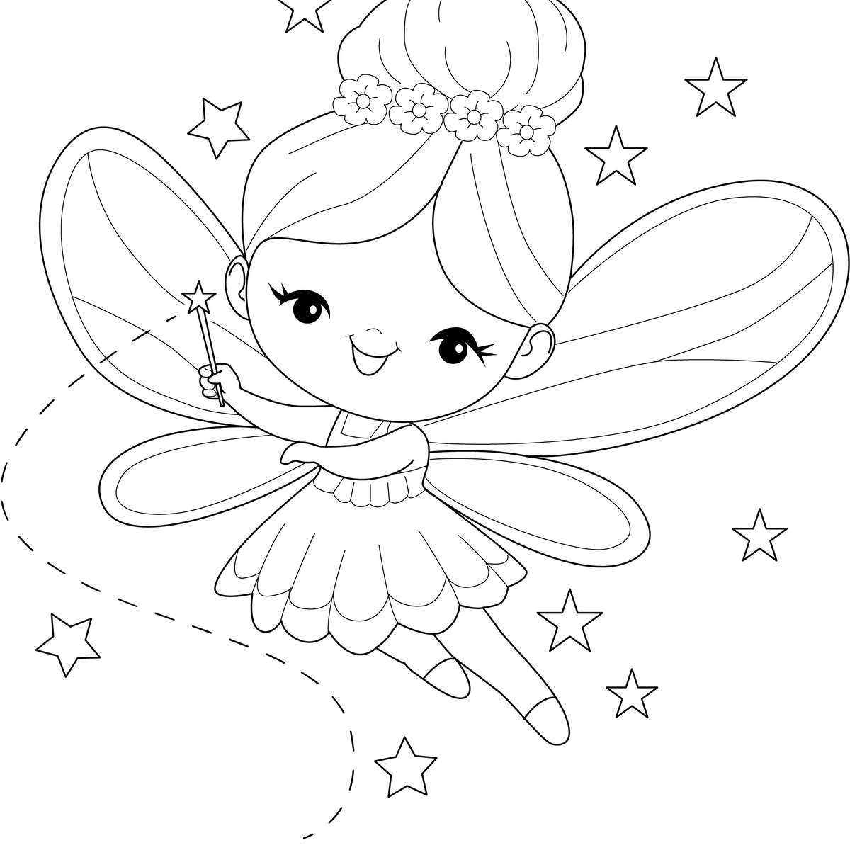 Kids Magical Fairy Coloring Page – Free Printable PDF