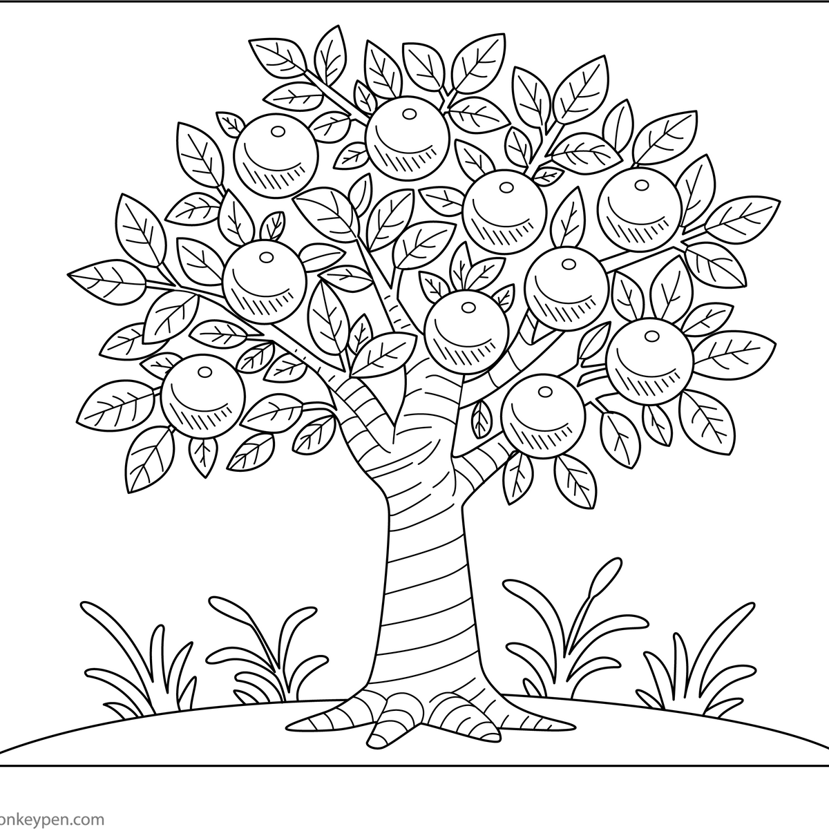 printable coloring pages trees and leaves