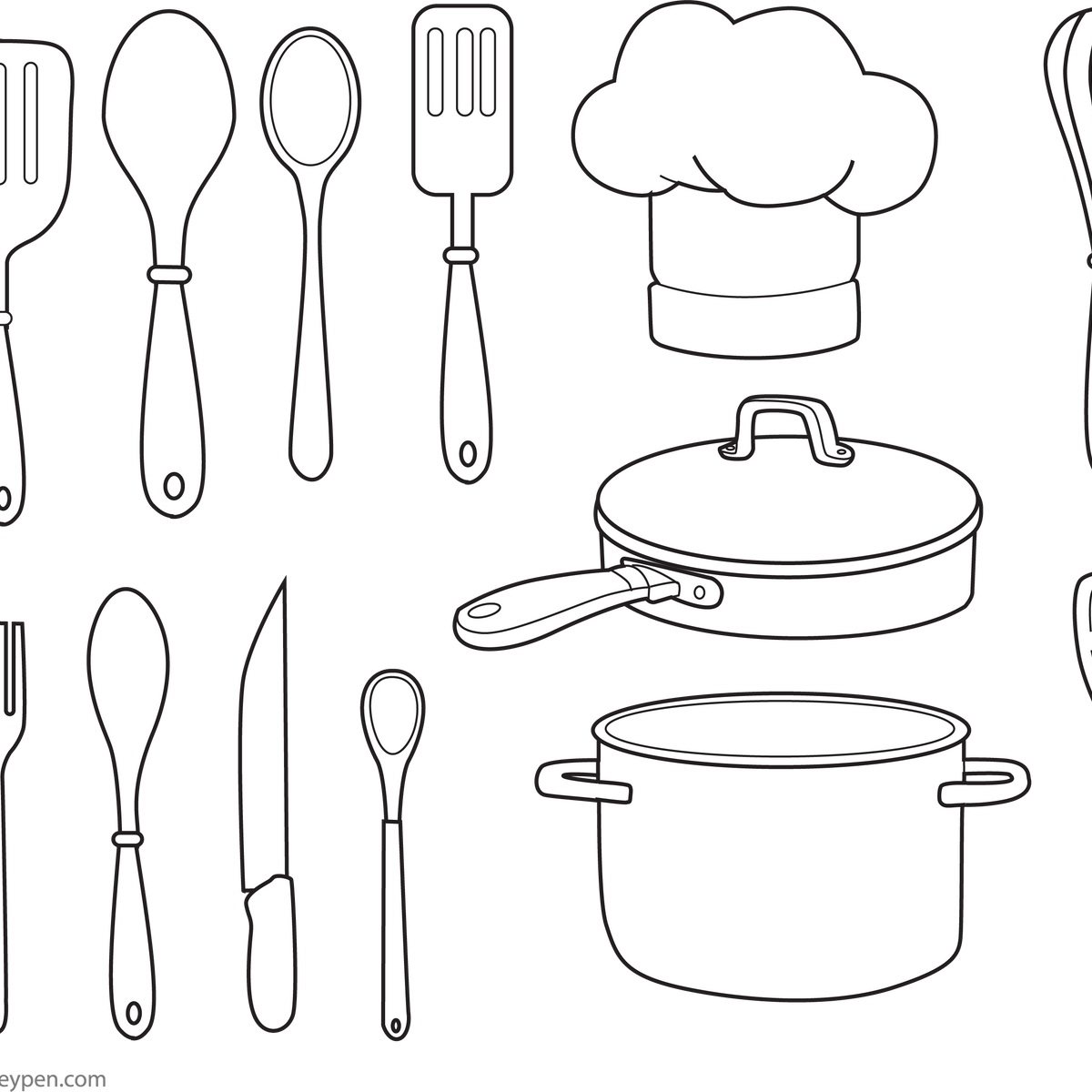 kitchen utensils coloring pages