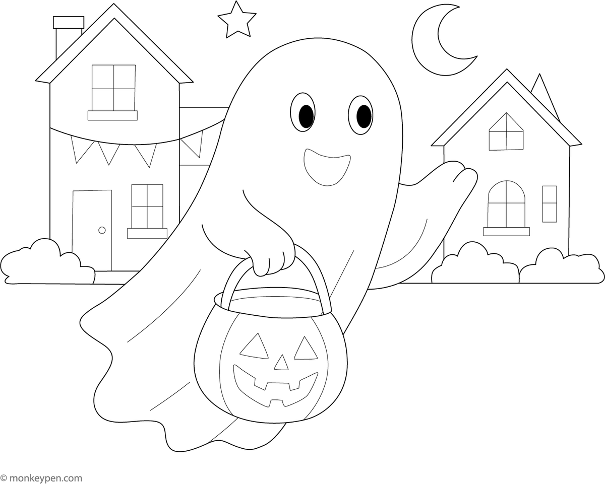 Ghost Trick-or-Treating with Candy Bag