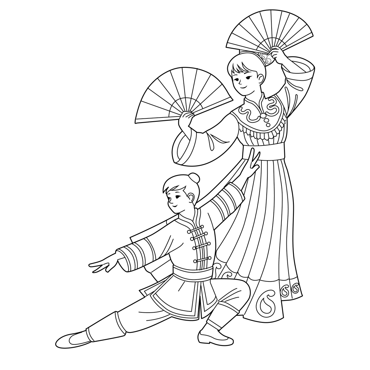 chinese fan coloring page