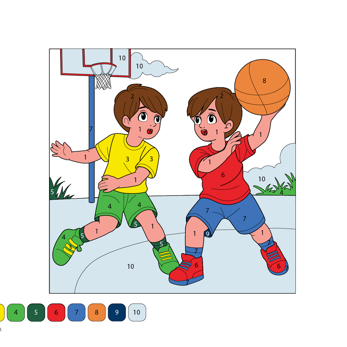 Basketball Color by Number | Fun Sports Printable for Kids
