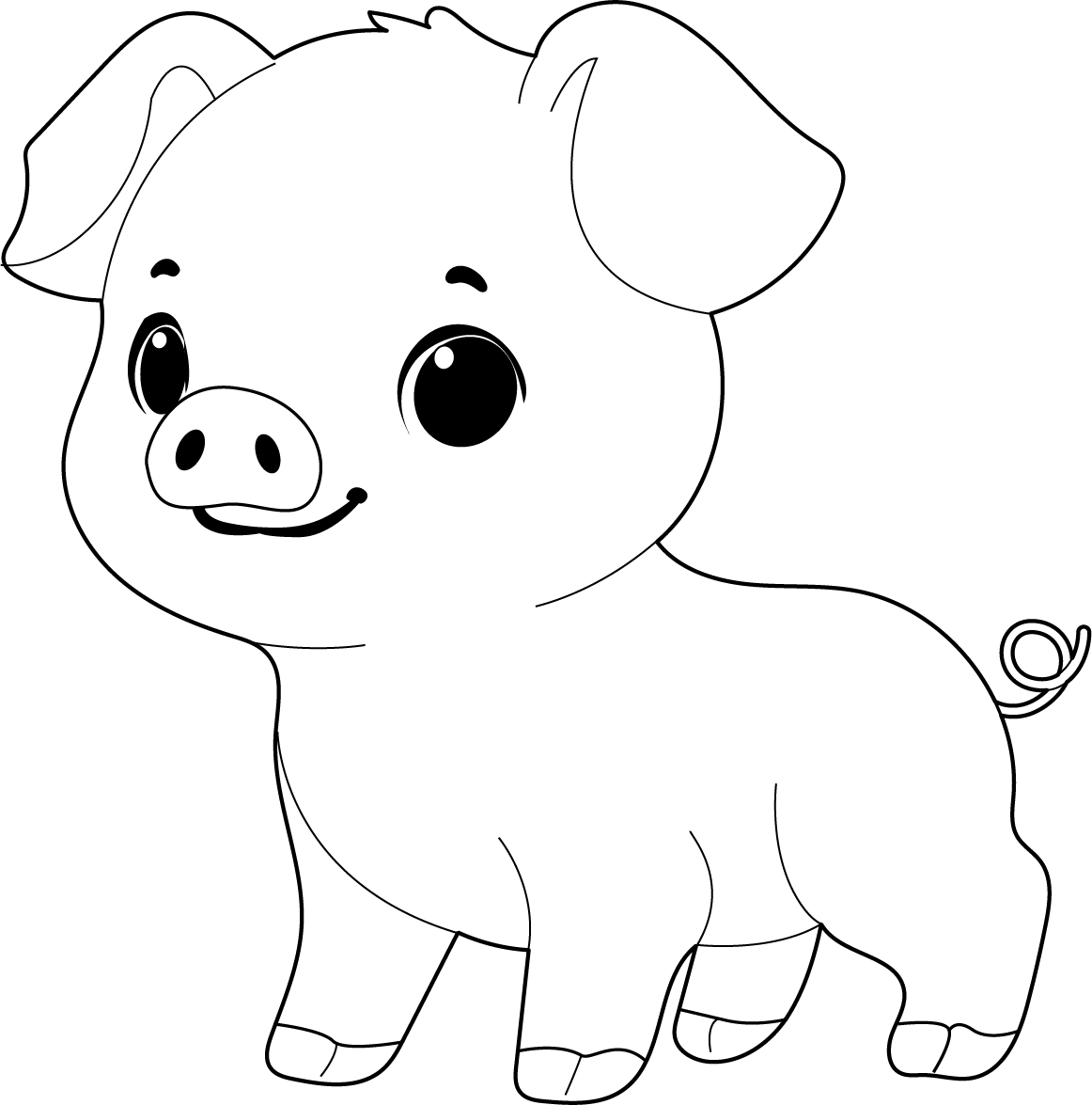 Cute Piglet Coloring Page – Adorable Farm Animal Printable for Kids