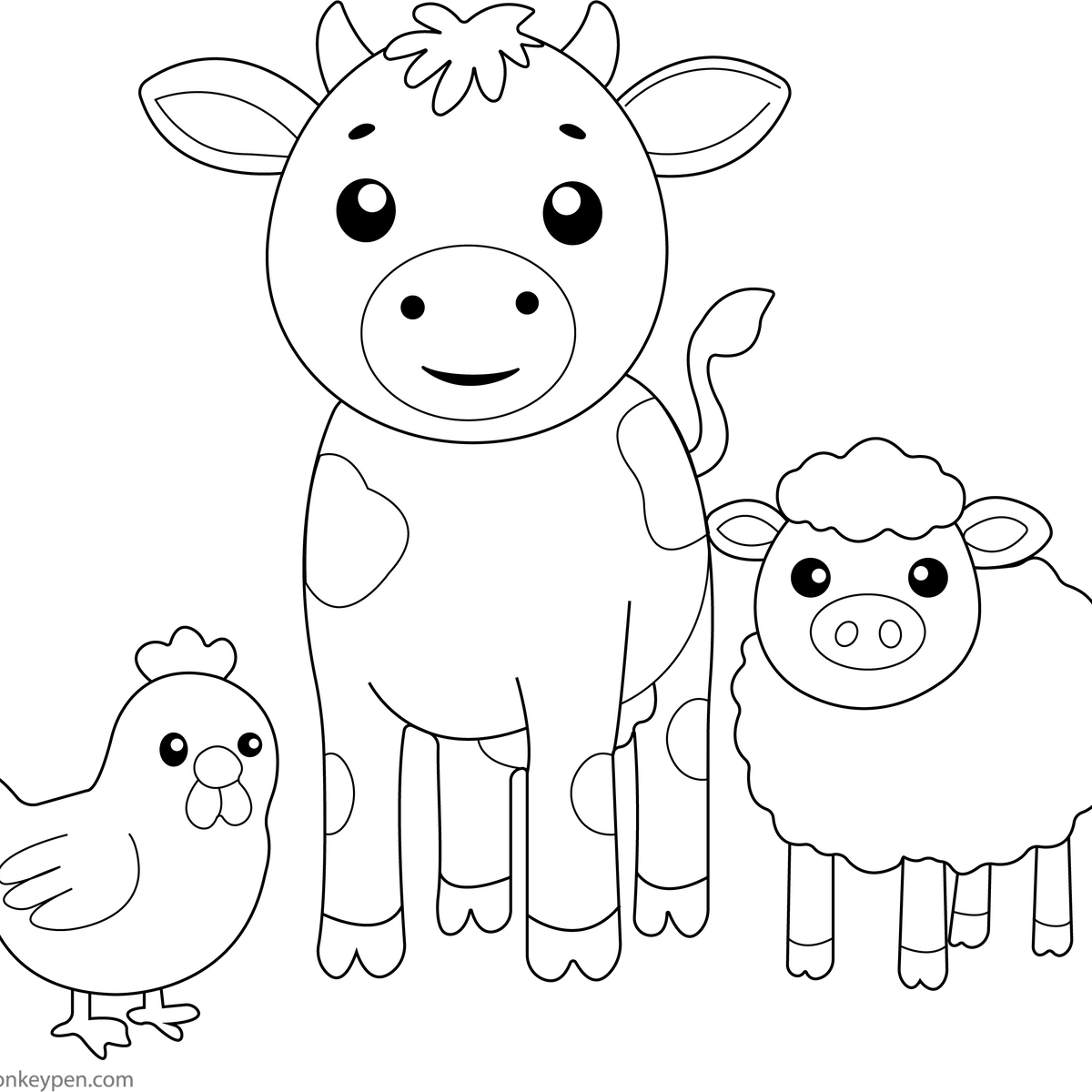 Cow and Friends Coloring Pages – Free Printable for Kids