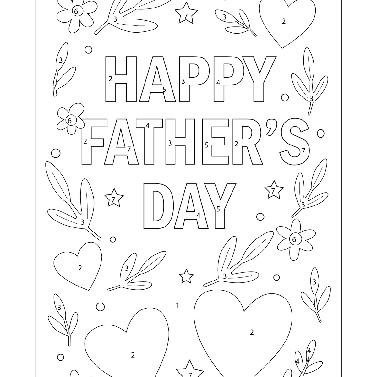 Happy Father’s Day Card | Printable Color by Number Page