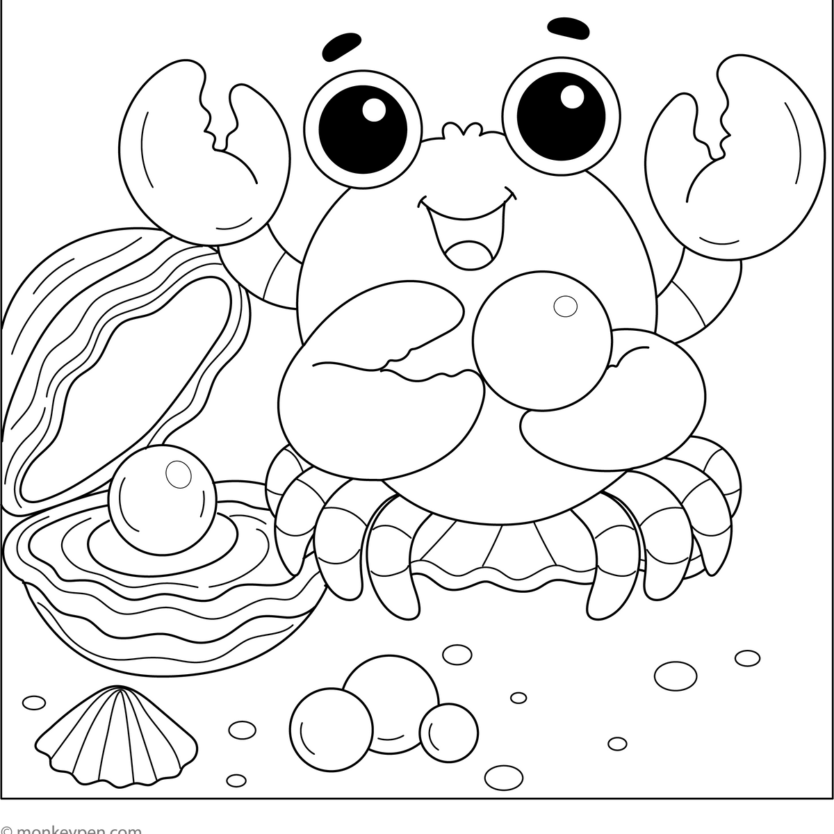 Crab with a Pearl – Engaging Coloring Page for Kids