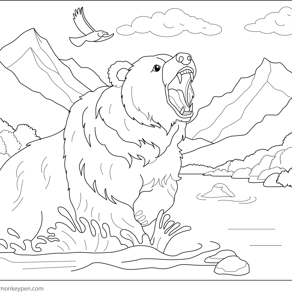 realistic grizzly bear coloring pages