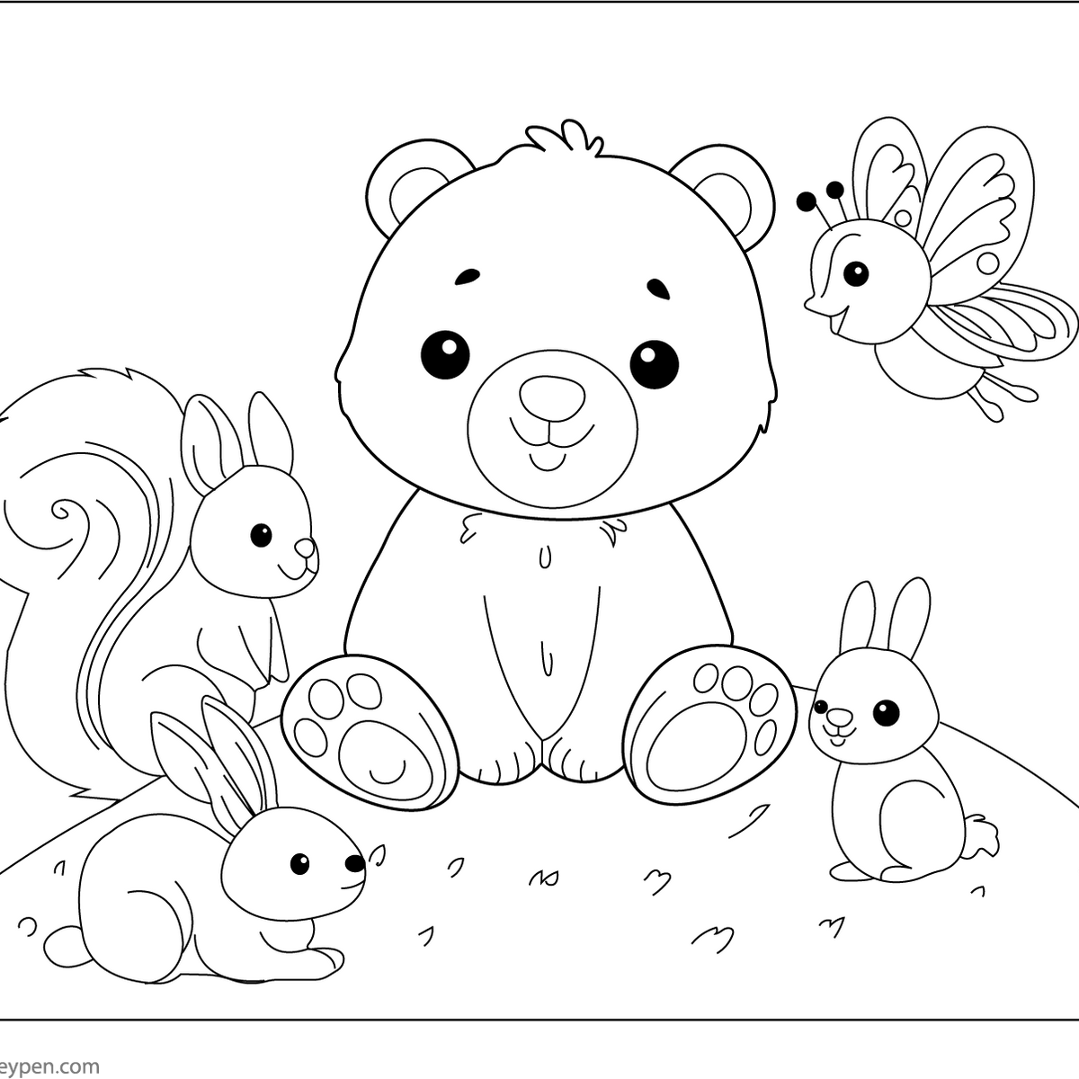 bear and dog coloring pages