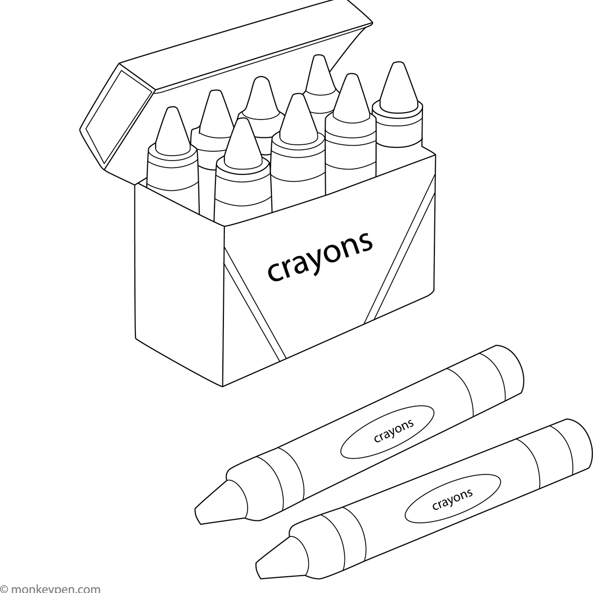 Free Printable Crayons Coloring Page for Kids