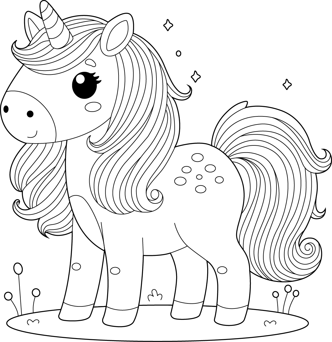 Free Unicorn Horse Coloring Page – Printable PDF for Kids