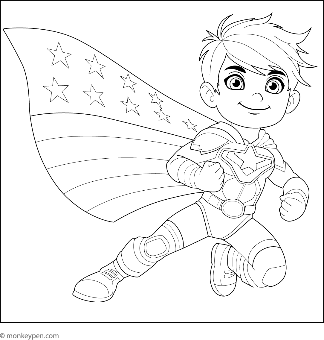 Printable Superhero Coloring Sheet – Free PDF for Kids