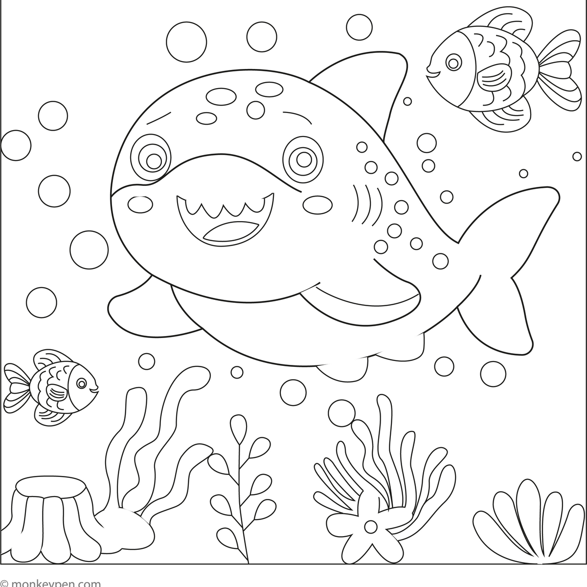 Printable Shark Coloring Book Page PDF for Children