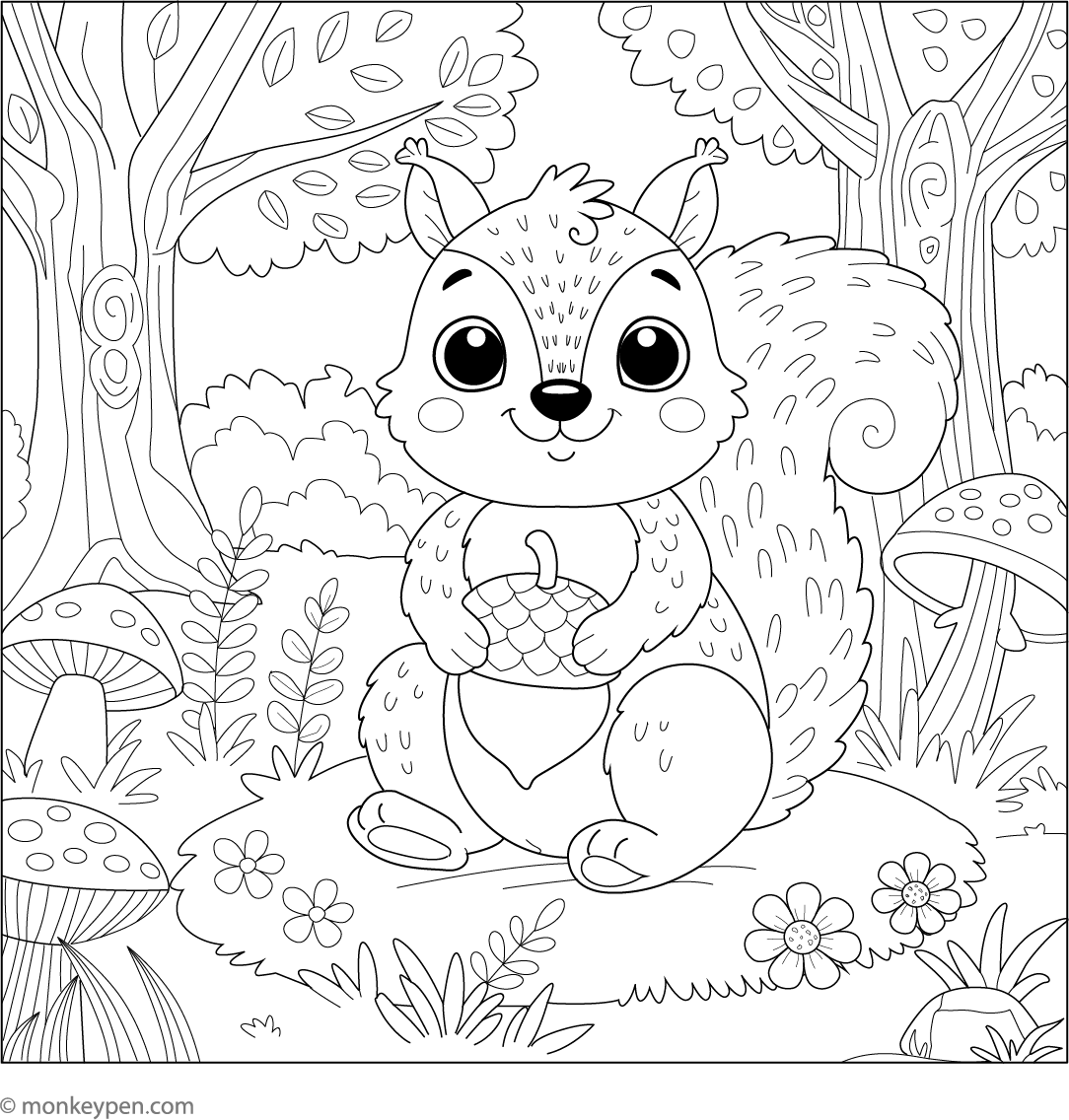 Squirrel in a Forest – Free Kids Activity Printable