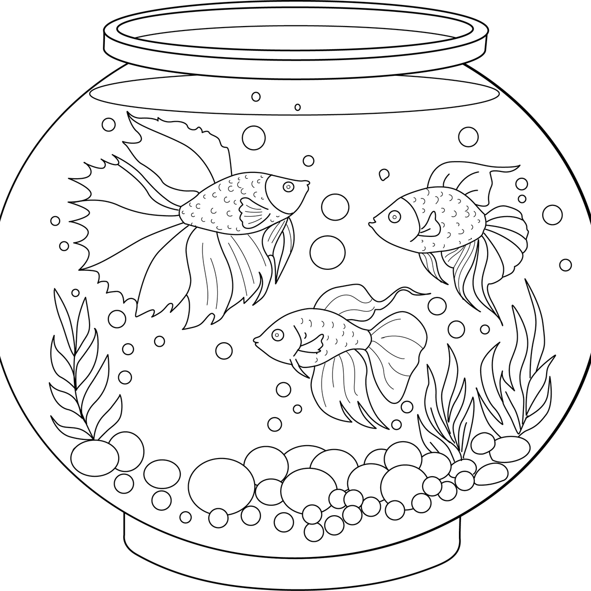 empty fish tank coloring page printable