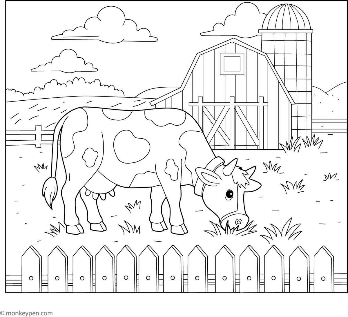 Cow on a Farm Coloring Page – Fun Activity for Kids