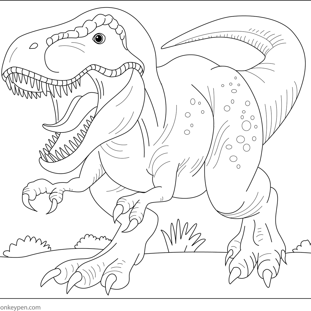 T-Rex Roaring – Free Kids Activity Printable Coloring Page