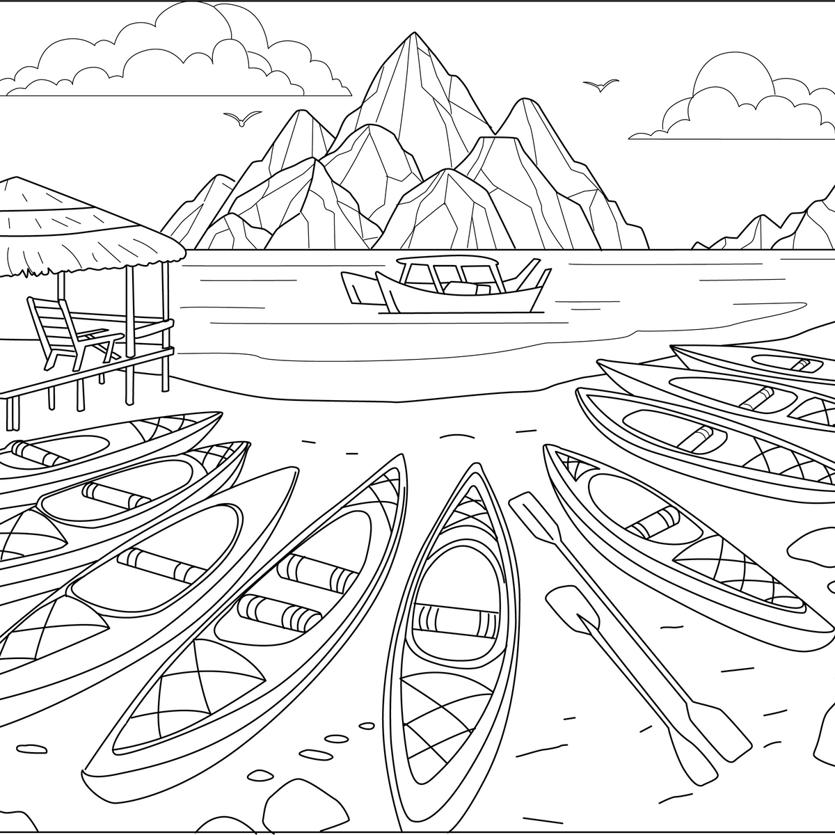 kayak coloring.picture