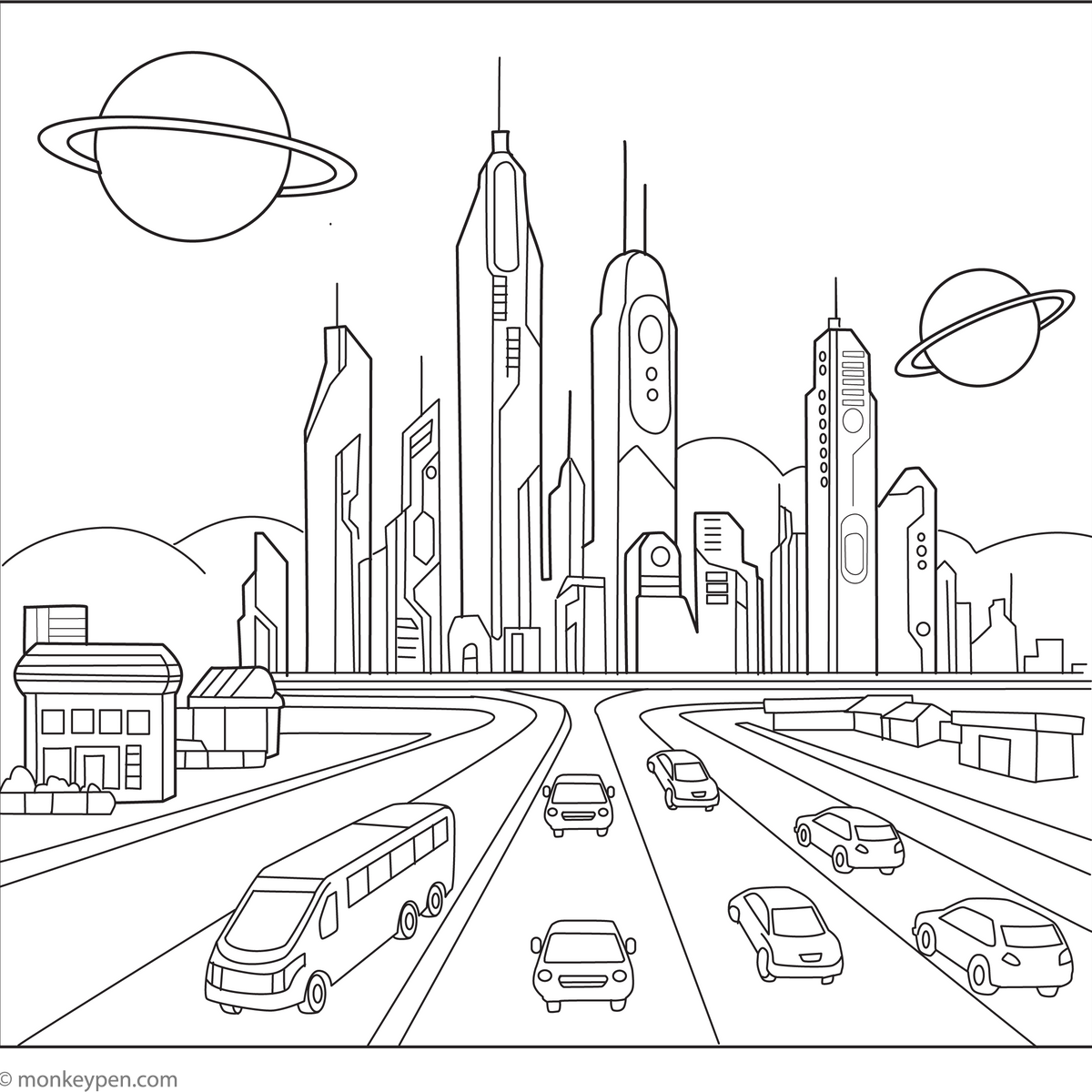 city coloring page