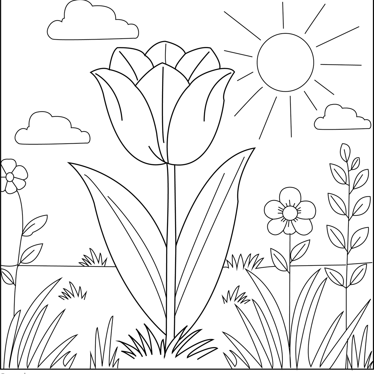 tulips coloring pages for kids