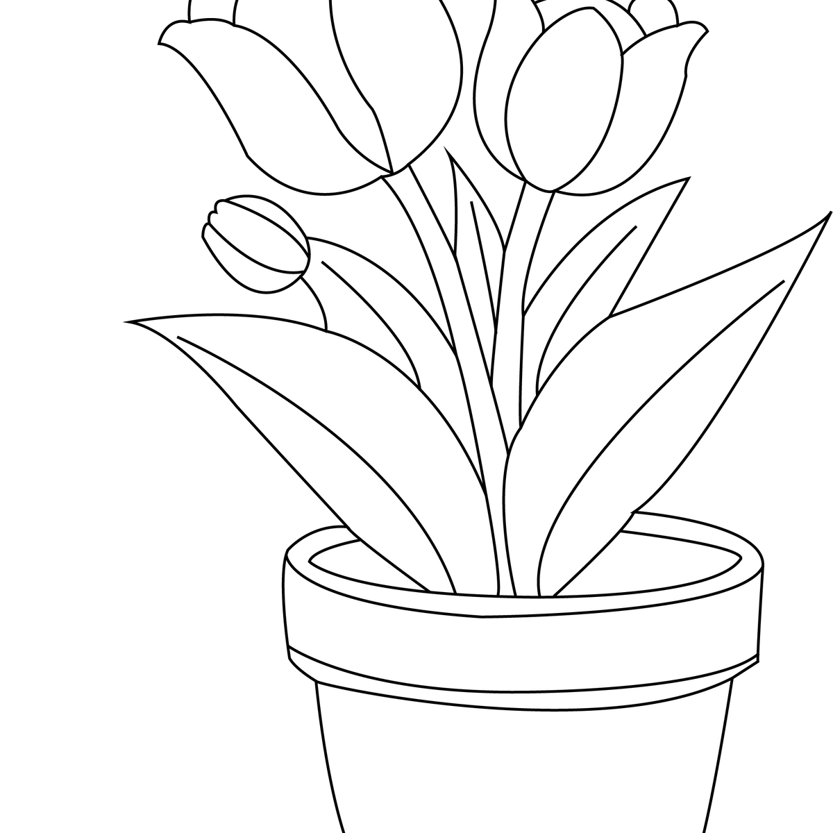 flower pot coloring picture