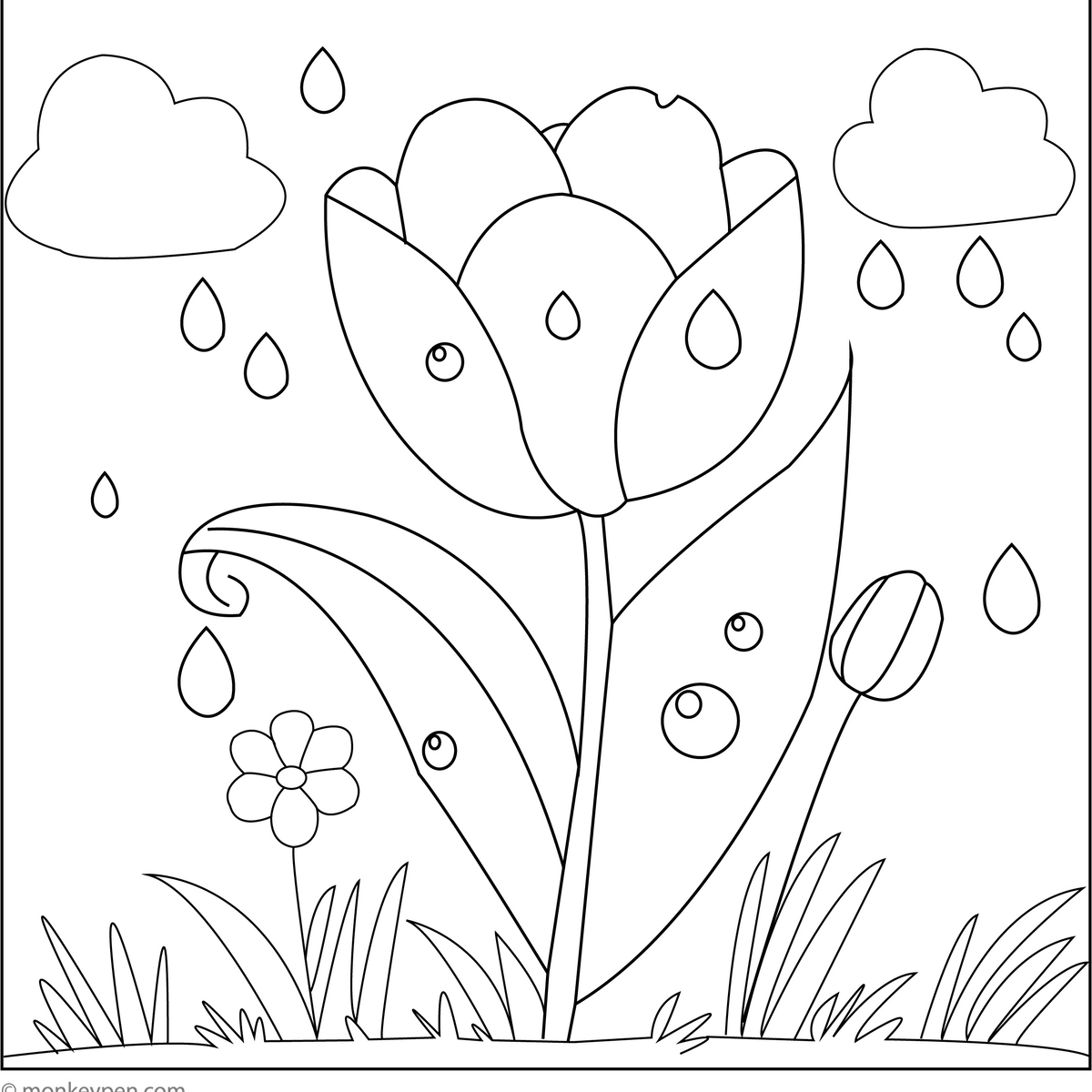 rain drop coloring sheet