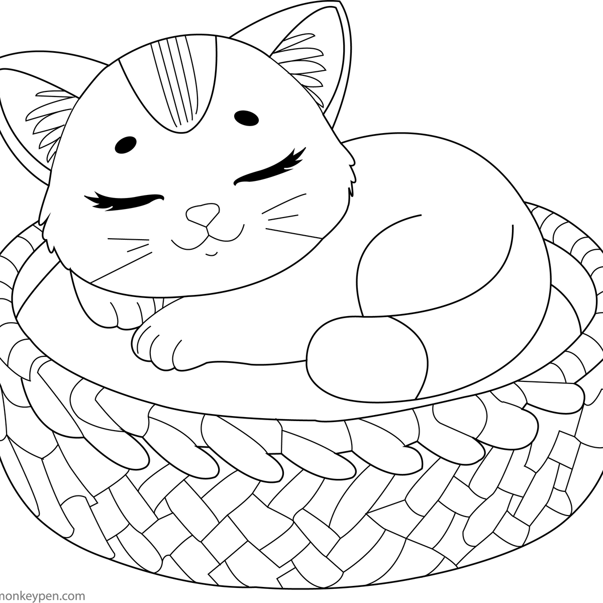 sleeping cat coloring pages