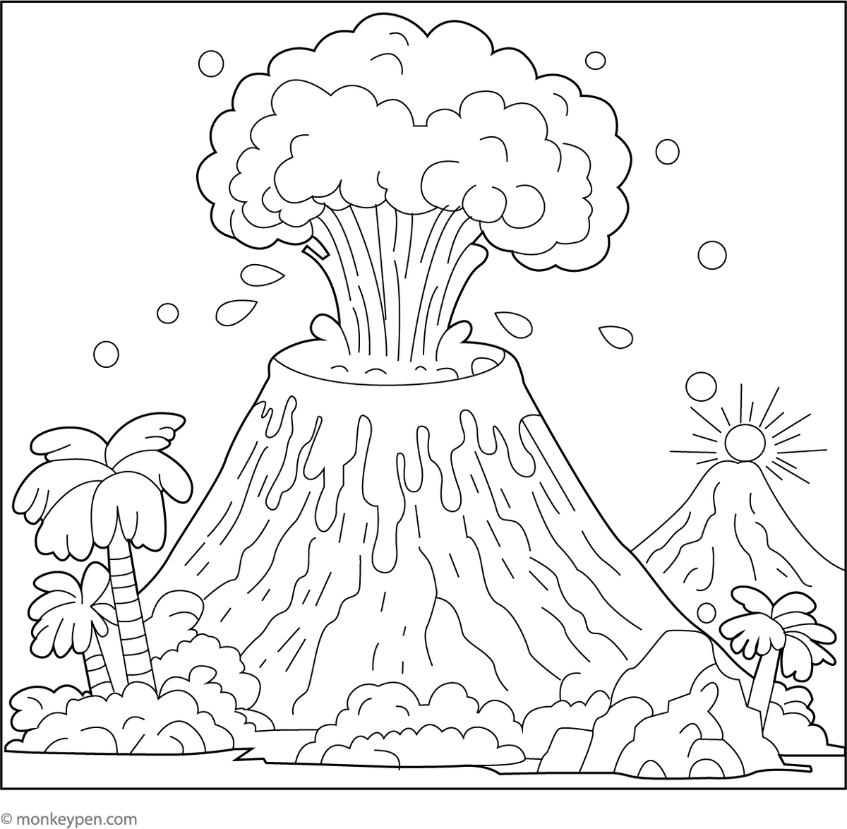 Volcanic Eruption Coloring Page
